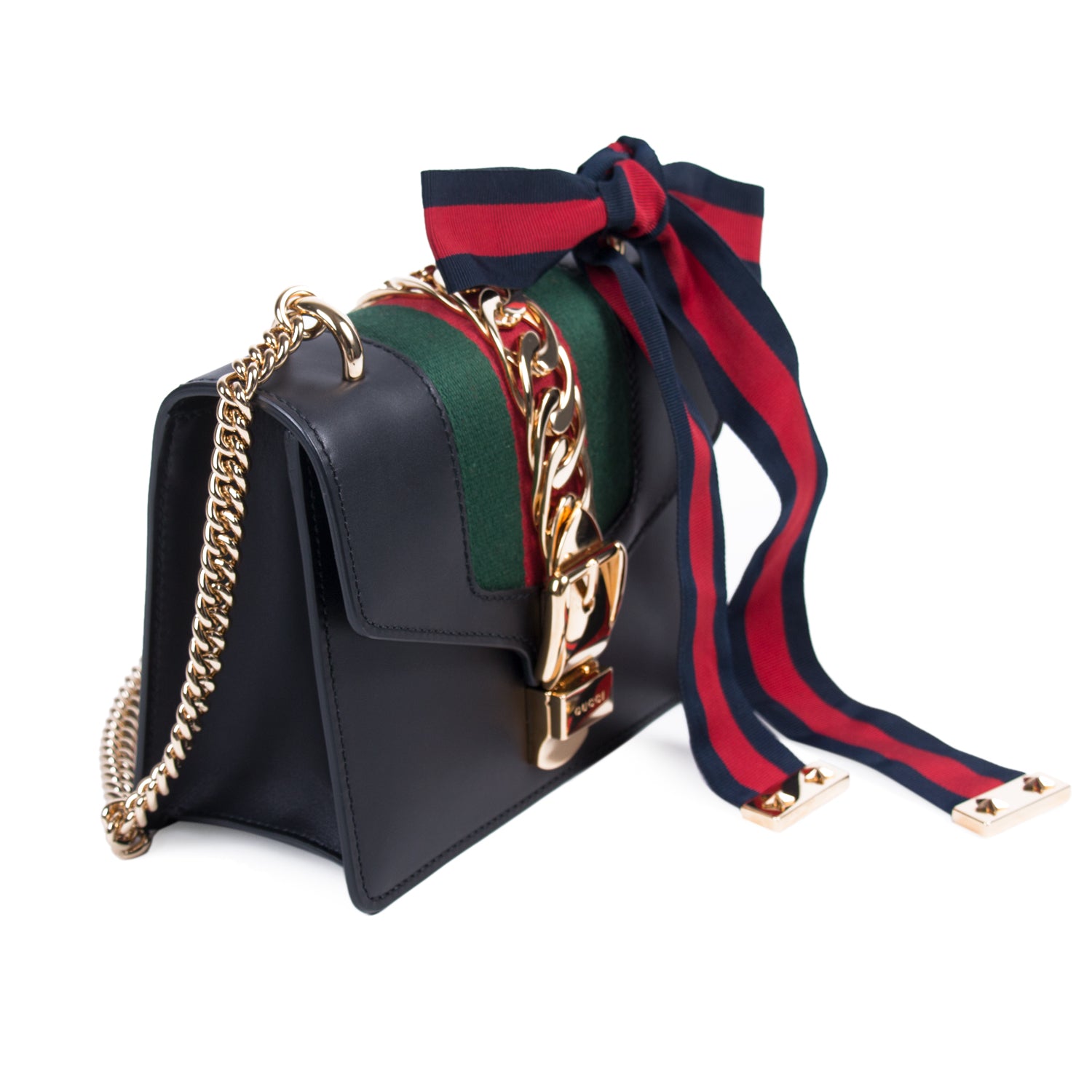 Shop authentic Gucci Sylvie Leather Mini Chain Bag at revogue for just ...