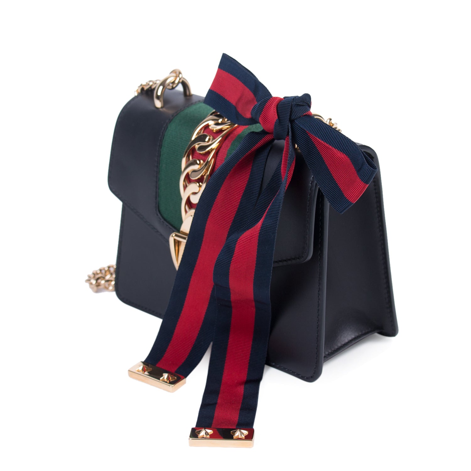 Shop authentic Gucci Sylvie Leather Mini Chain Bag at revogue for just ...