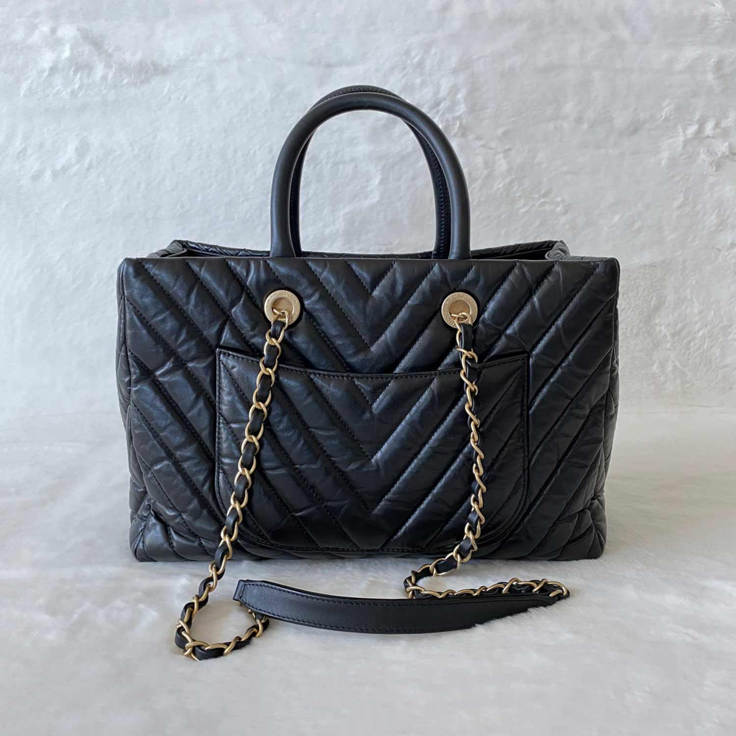 Shop authentic Chanel Coco Allure Chevron Shopping Tote Bag at revogue ...