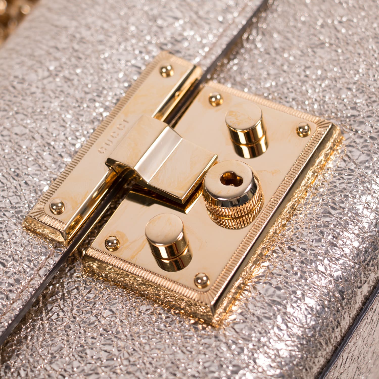 Shop authentic Gucci Metallic Padlock Shoulder Bag at revogue for just ...